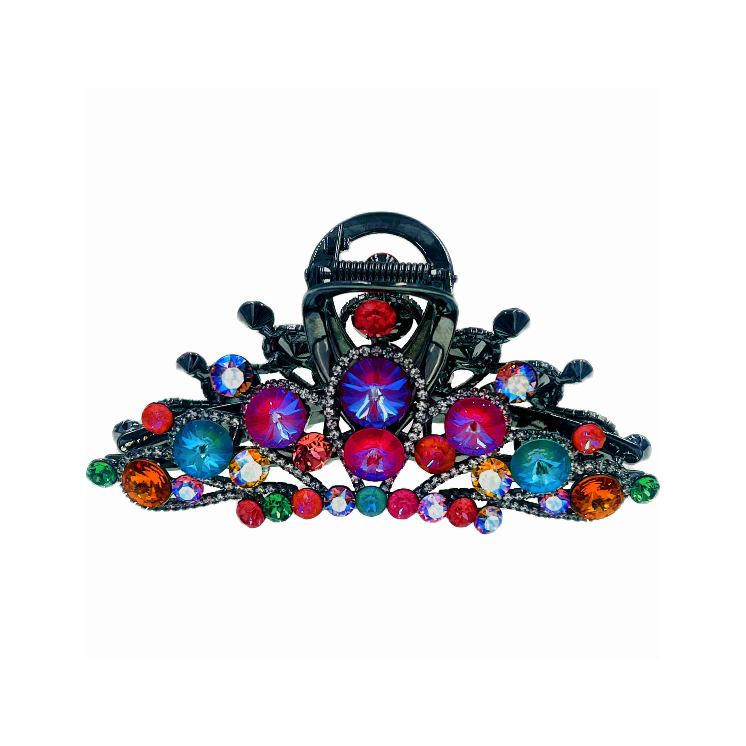 Starlight Crown Multi Color Swarovski Crystals Hair Claw Clip Jaw Larg